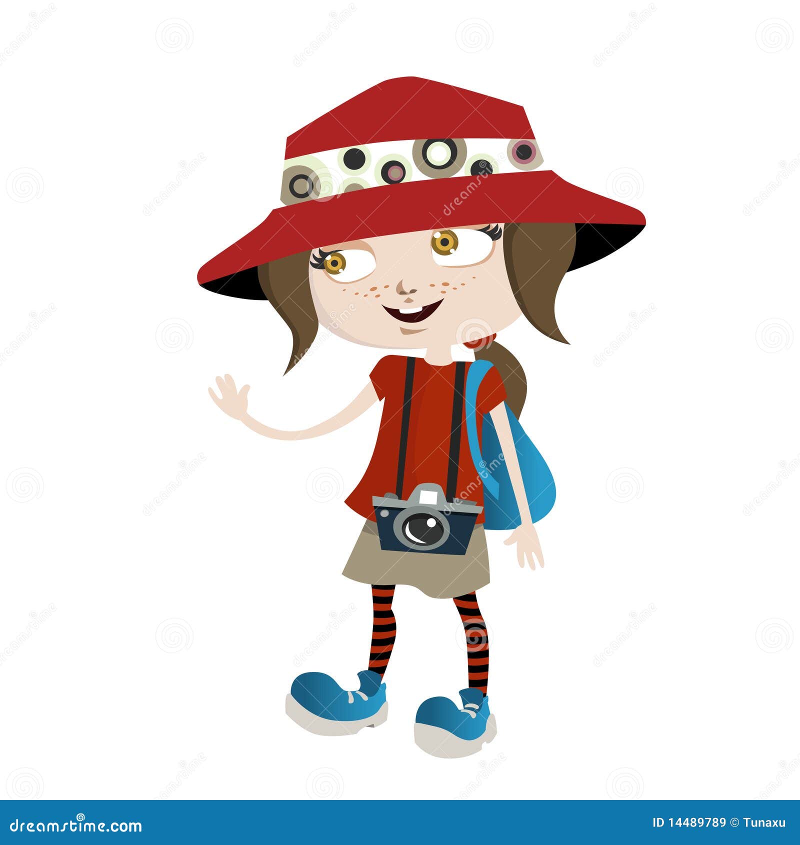 Tourist girl stock vector. Illustration of cartoon, fashion - 14489789