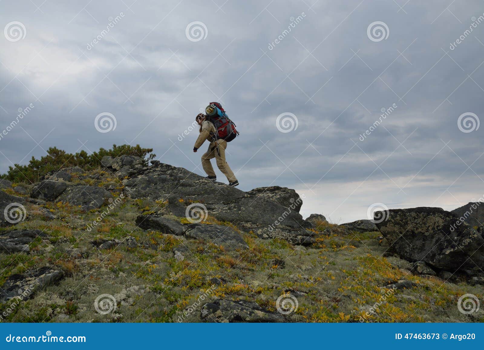 Tourist Girl Walking Along the Ridge Stock Image - Image of nature ...