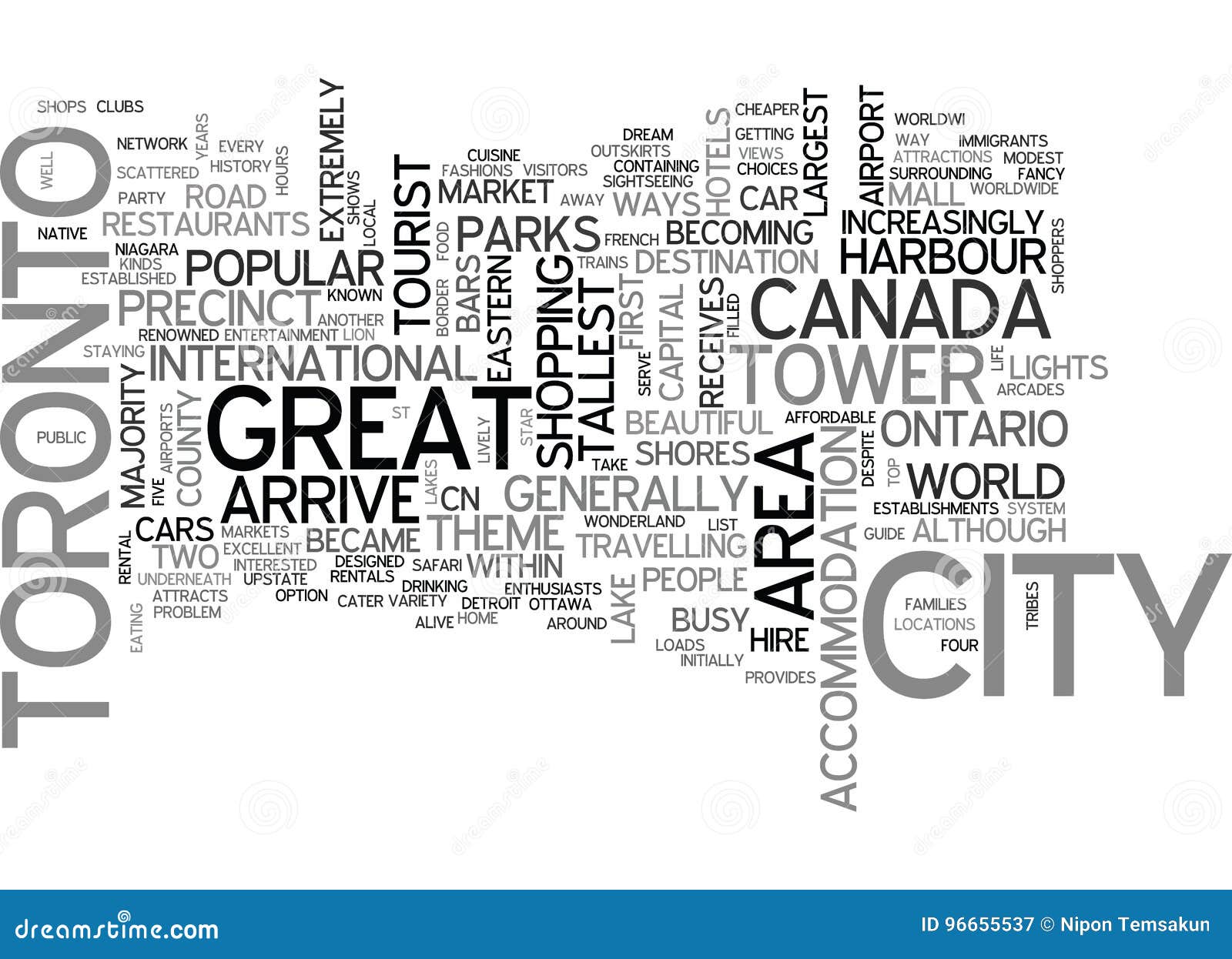 A Tourist Guide To Toronto Word Cloud Stock Illustration - Illustration ...