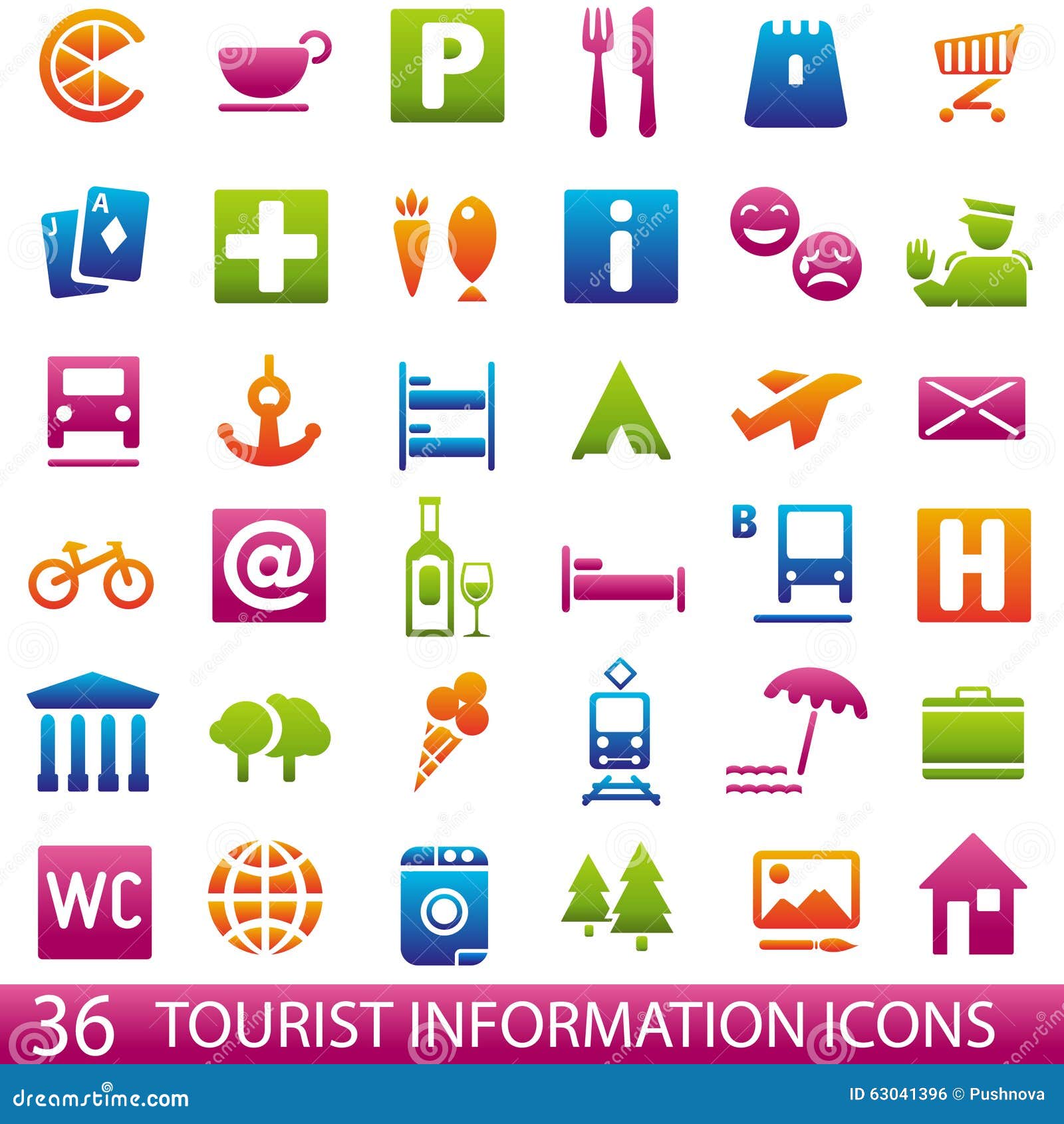 Tourist Icons stock vector. Illustration of pizzerias - 63041396