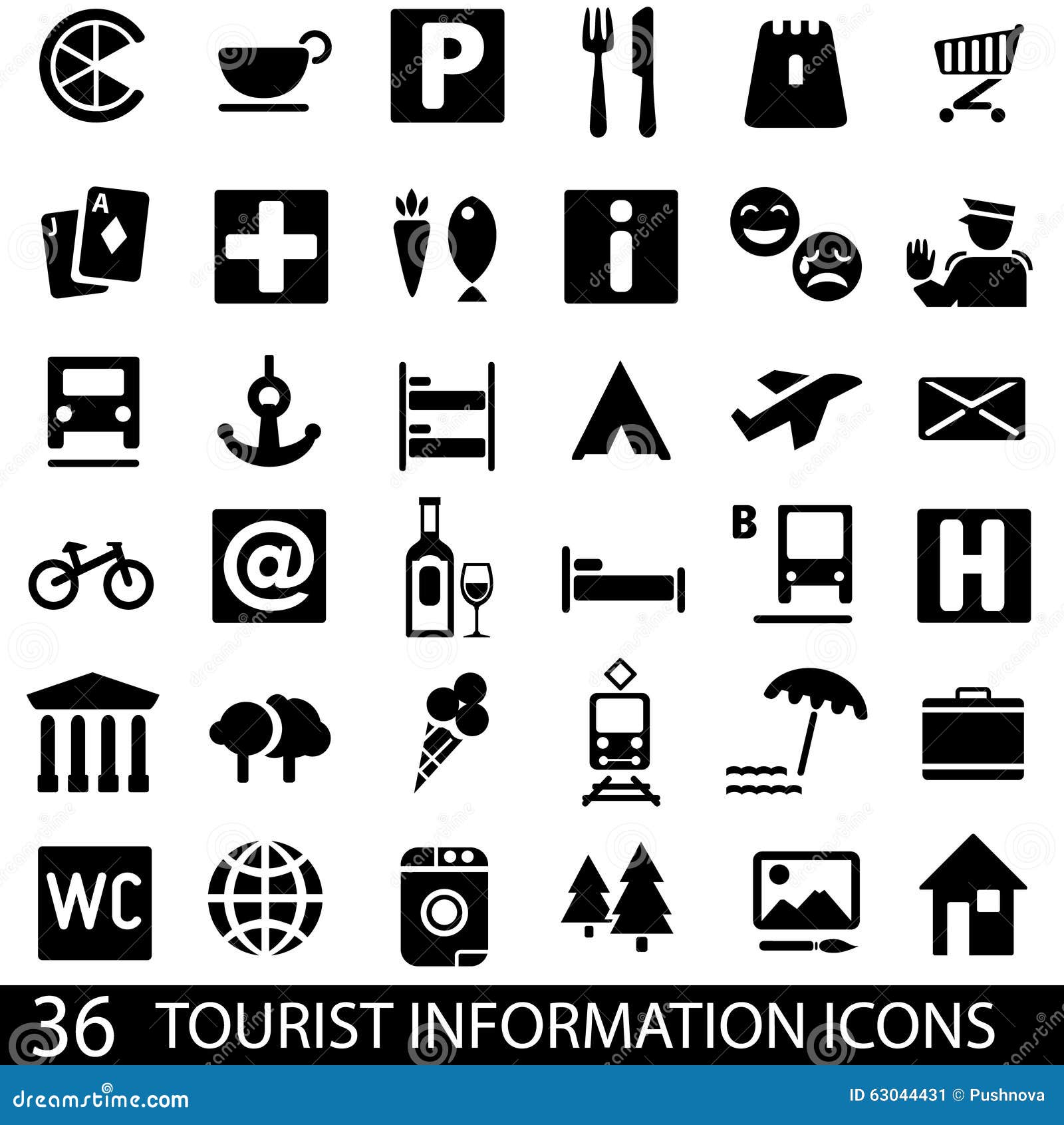 Tourist Icons Set stock vector. Illustration of camping - 63044431