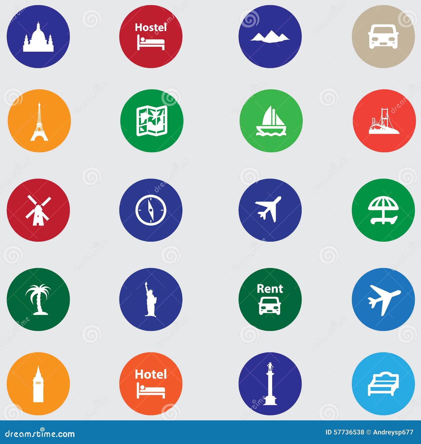 Tourist Icons for Your Website. Flat Design. Stock Vector ...