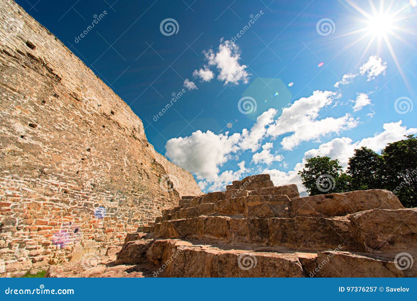 Tourist Landscape with Ancient Ruins Stock Image - Image of ancient ...