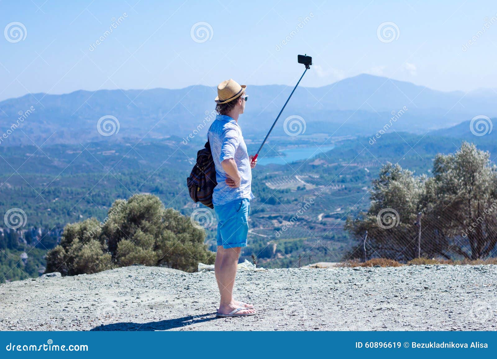 Tourist Making Selfie Against the Background of Beautiful Scenery Stock ...