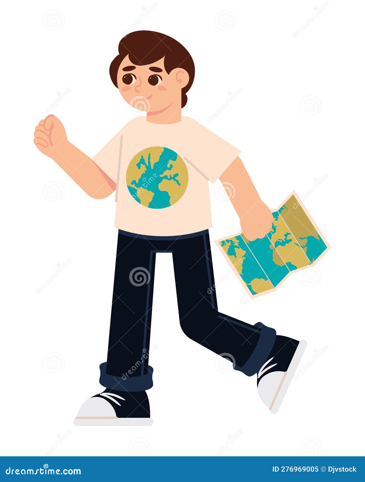 Tourist man with map stock vector. Illustration of nature - 276969005