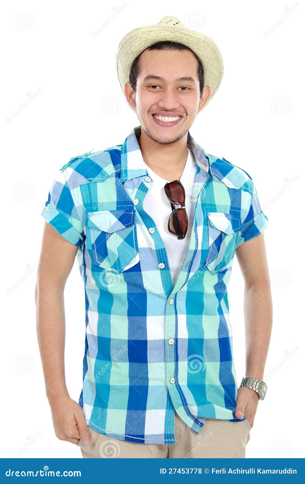 Tourist man smiling stock photo. Image of isolated, charming - 27453778