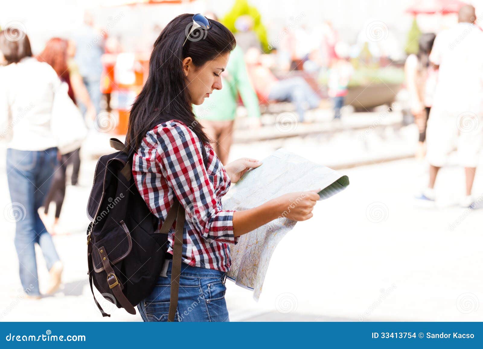 Tourist with Map stock photo. Image of guide, pretty - 33413754
