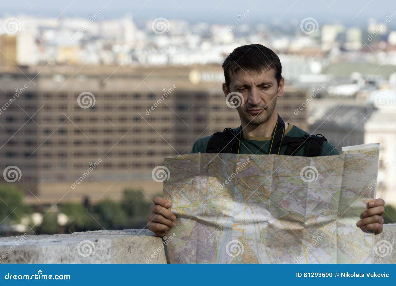 Tourist with map stock photo. Image of tourist, look - 81293690