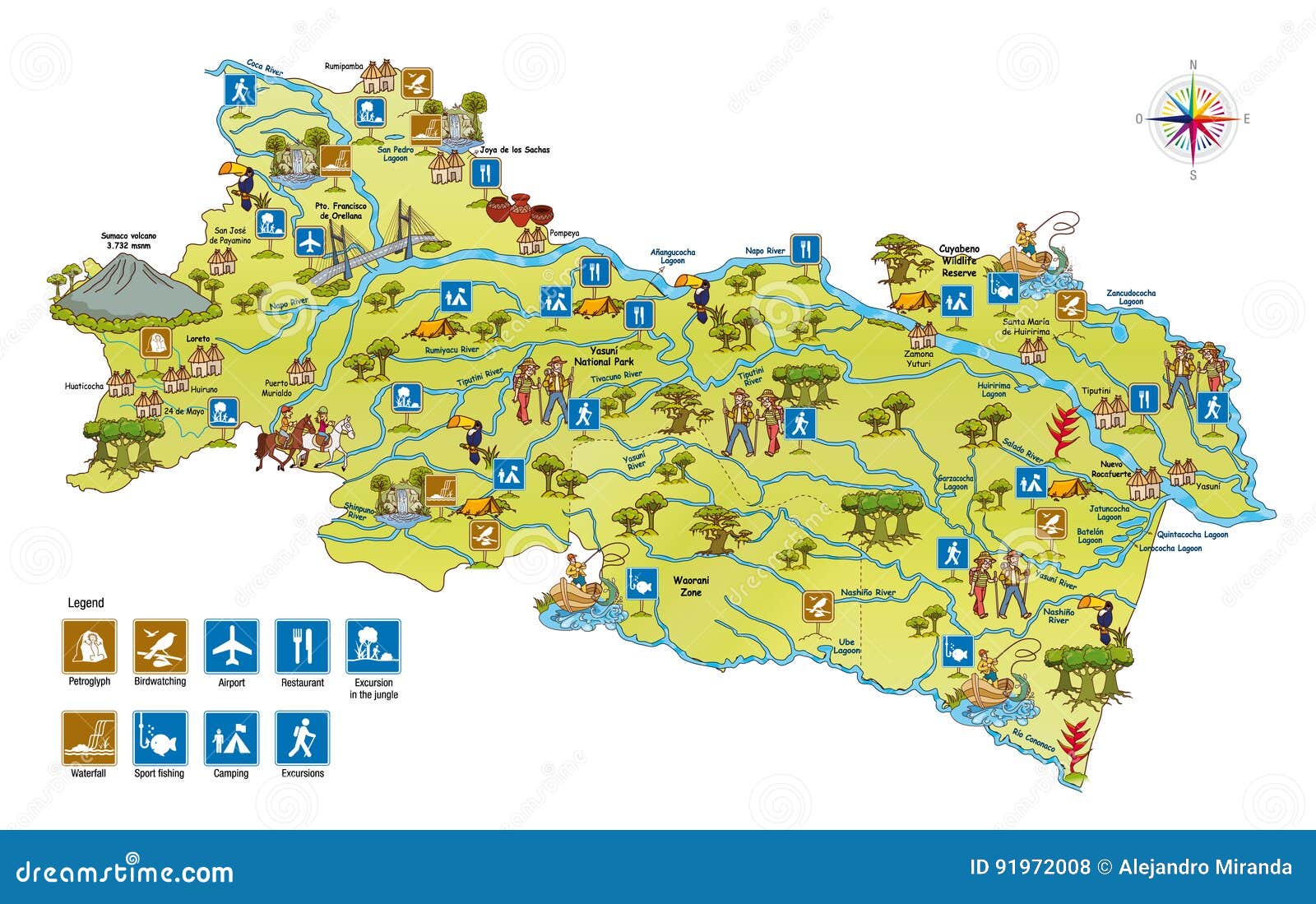 Tourist Map of the Province of Orellana in the Amazon Region of Ecuador ...