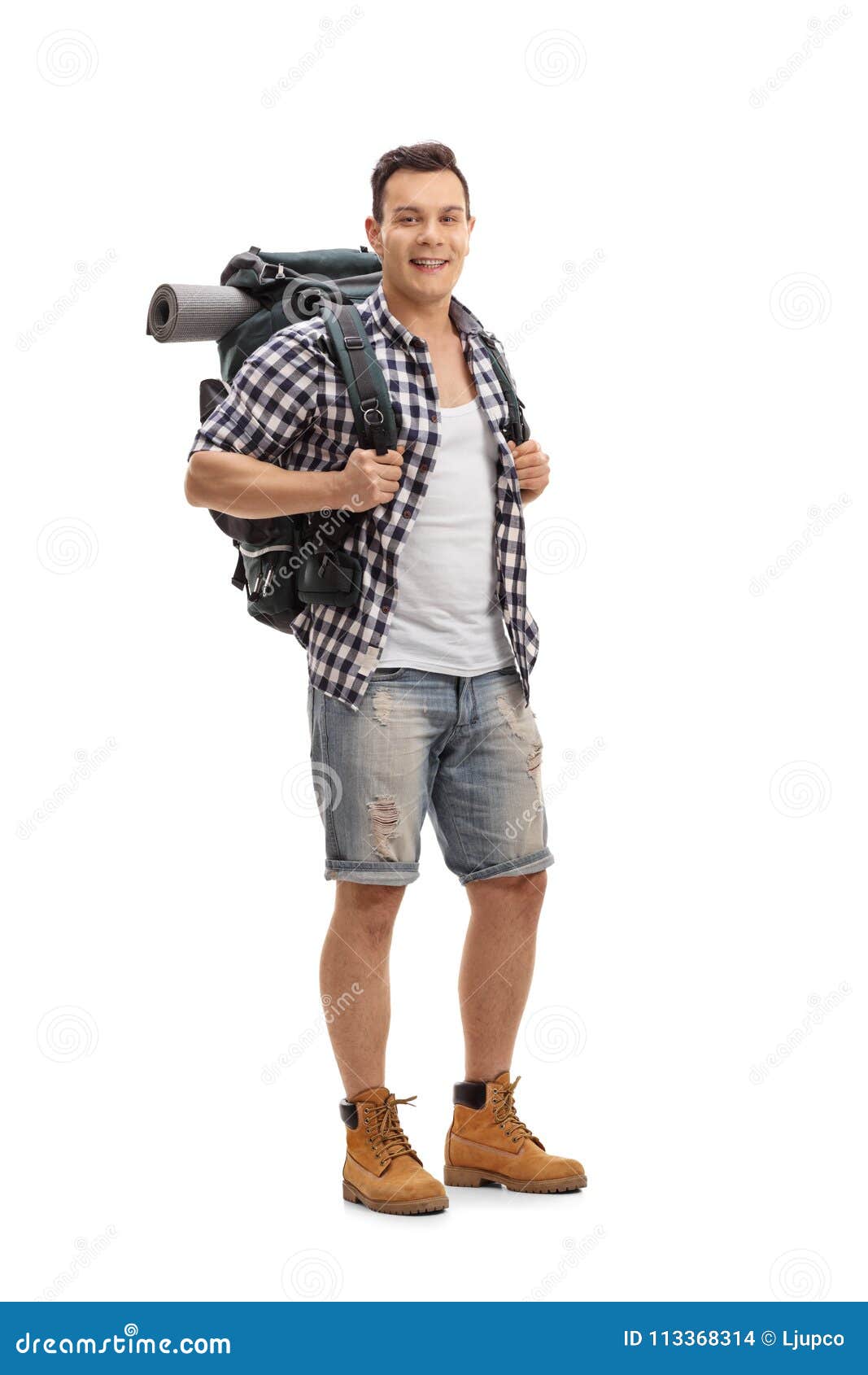 Tourist mit einem Rucksack stockfoto. Bild von aufwerfung - 113368314