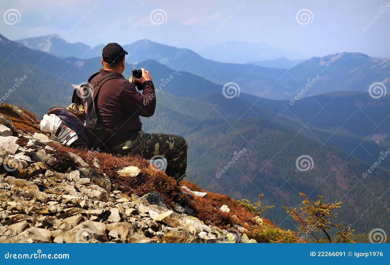 Tourist in the mountains stock image. Image of vacation - 22266091
