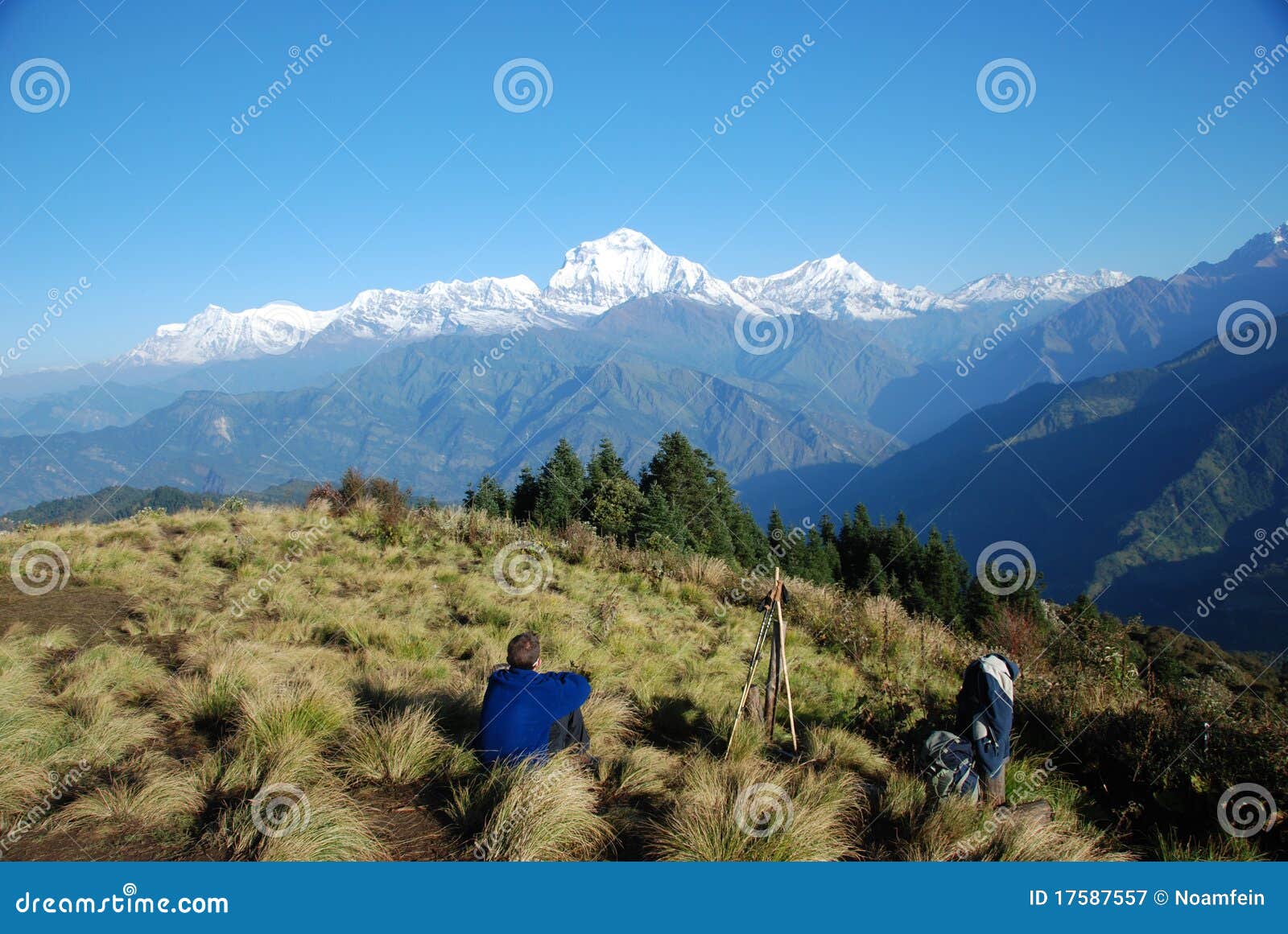 Tourist in Nepal Enjoying the Views Stock Image - Image of peace ...