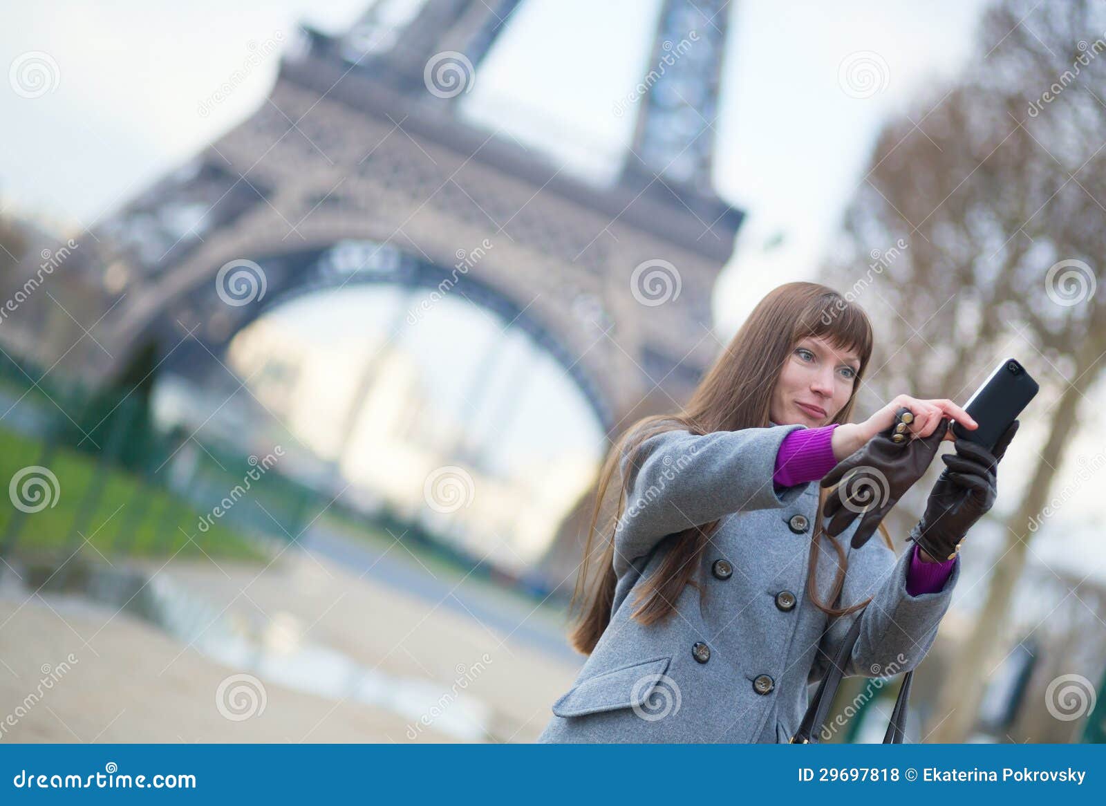 Tourist in Paris Taking a Picture of Herself Stock Photo - Image of ...