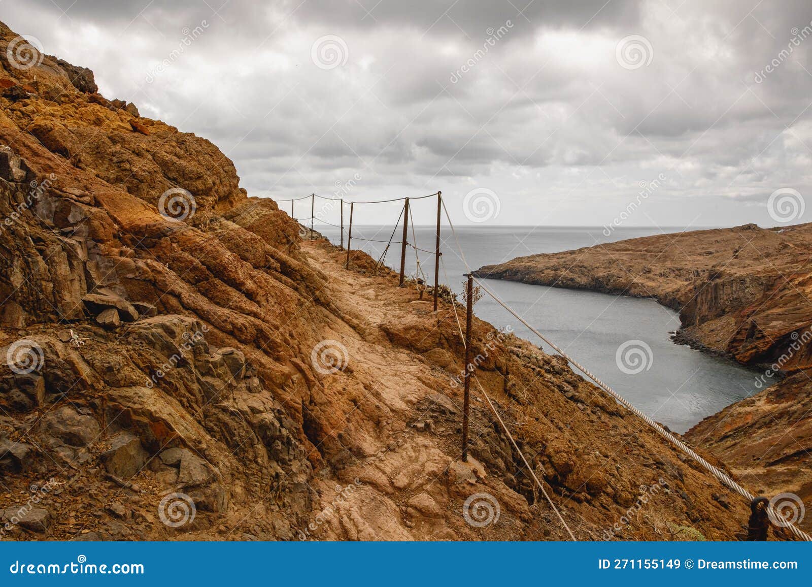 Tourist Path in the Mountains through the Cliffs, Portugal, Madeira ...