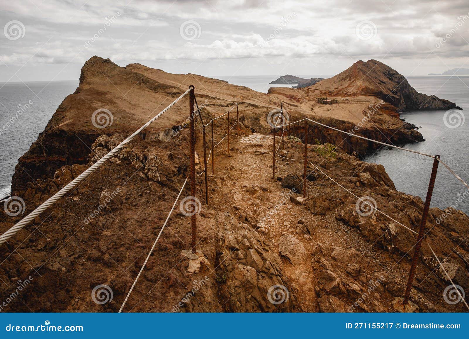 Tourist Path in the Mountains through the Cliffs, Portugal, Madeira ...