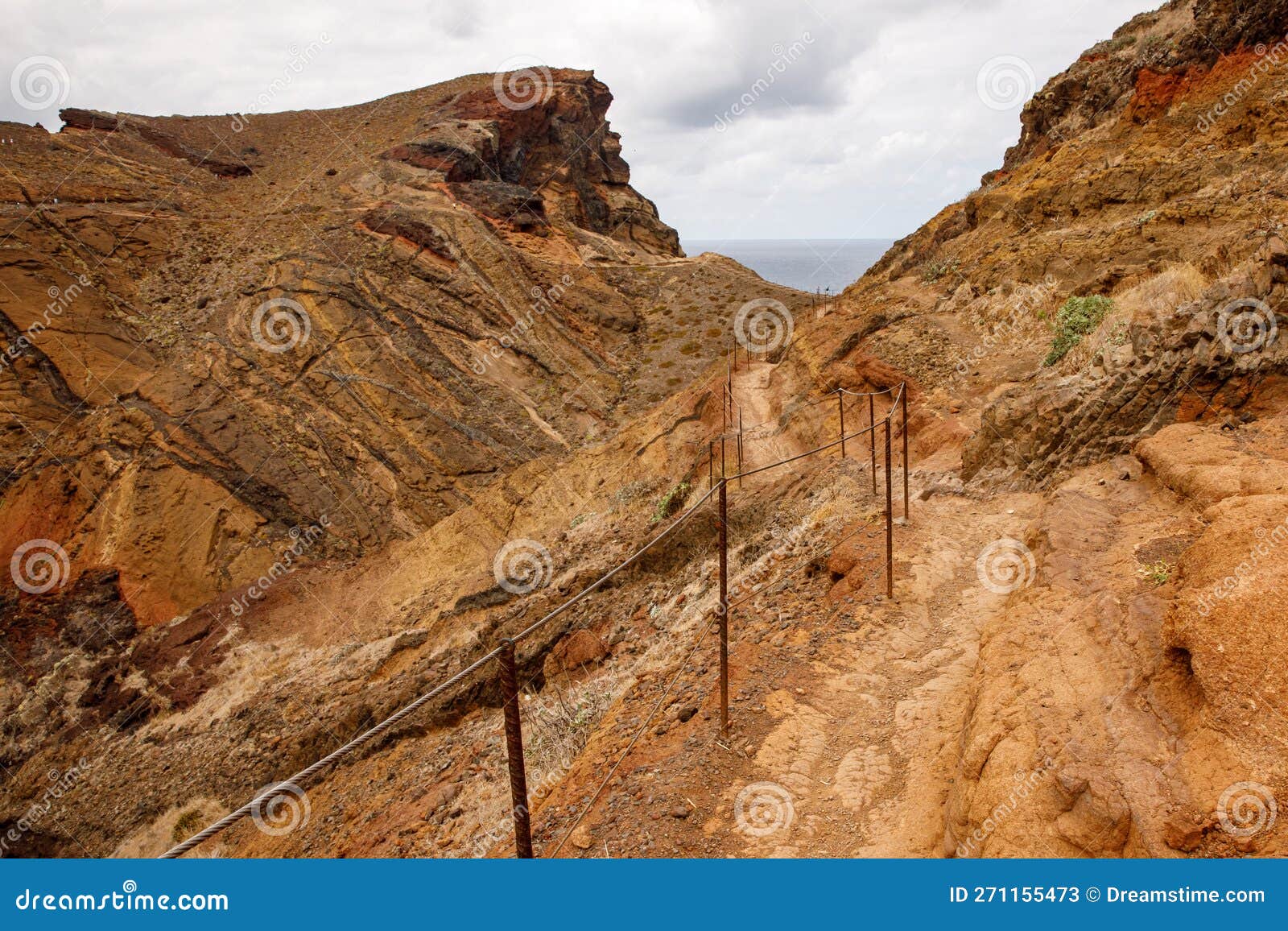 Tourist Path in the Mountains through the Cliffs, Portugal, Madeira ...