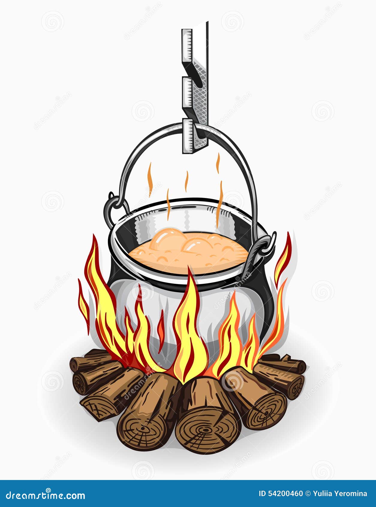 Tourist Pot of Food on a Fire Stock Vector - Illustration of journey ...