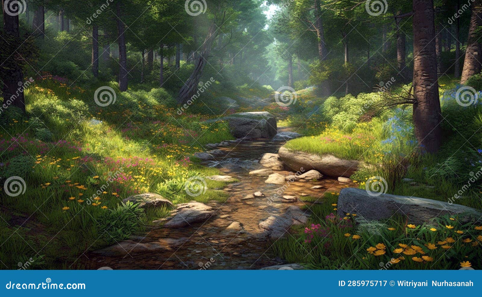 Tourist Route. a Bumpy Path Covered with Stones Hidden in Dense Forest ...