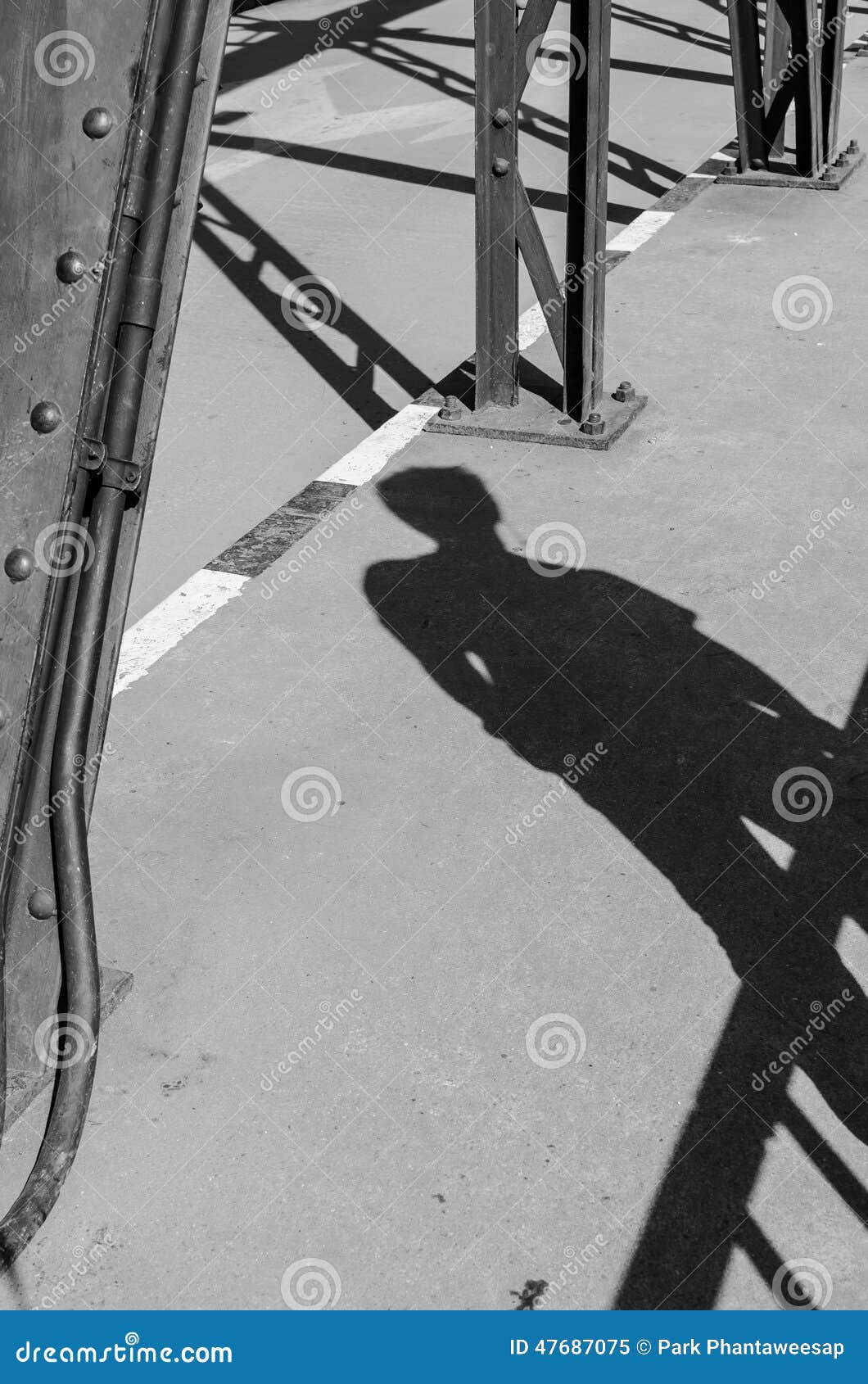 Tourist shadow on bridge stock image. Image of road, outdoor - 47687075