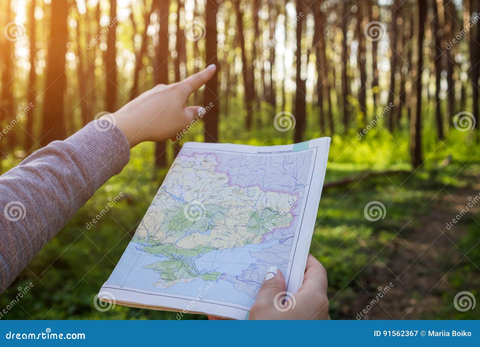 Tourist Shows Direction Using a Map Stock Image - Image of point, seek ...