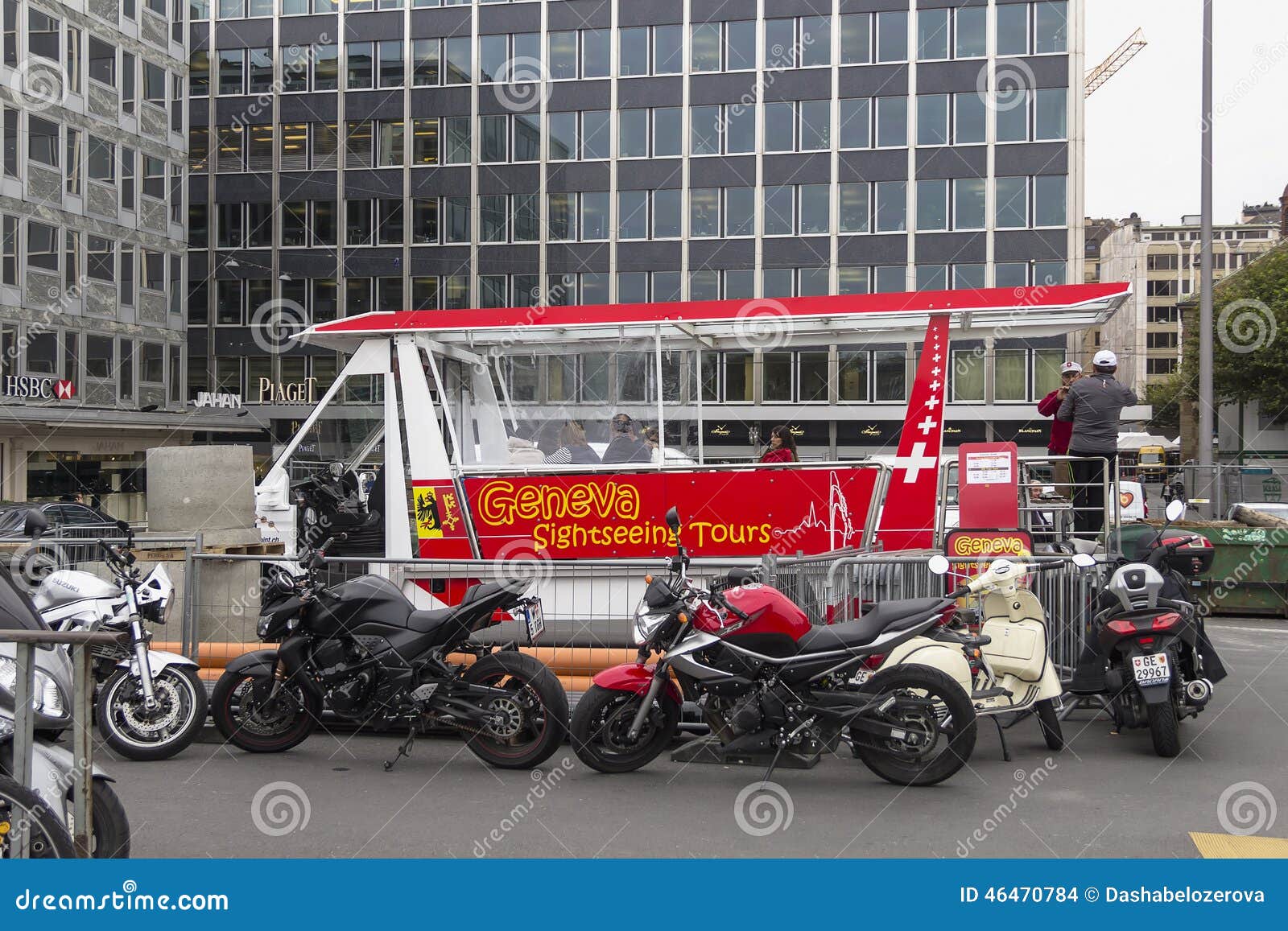 Tourist Sightseeing Bus in Geneva Editorial Stock Image - Image of dusk ...