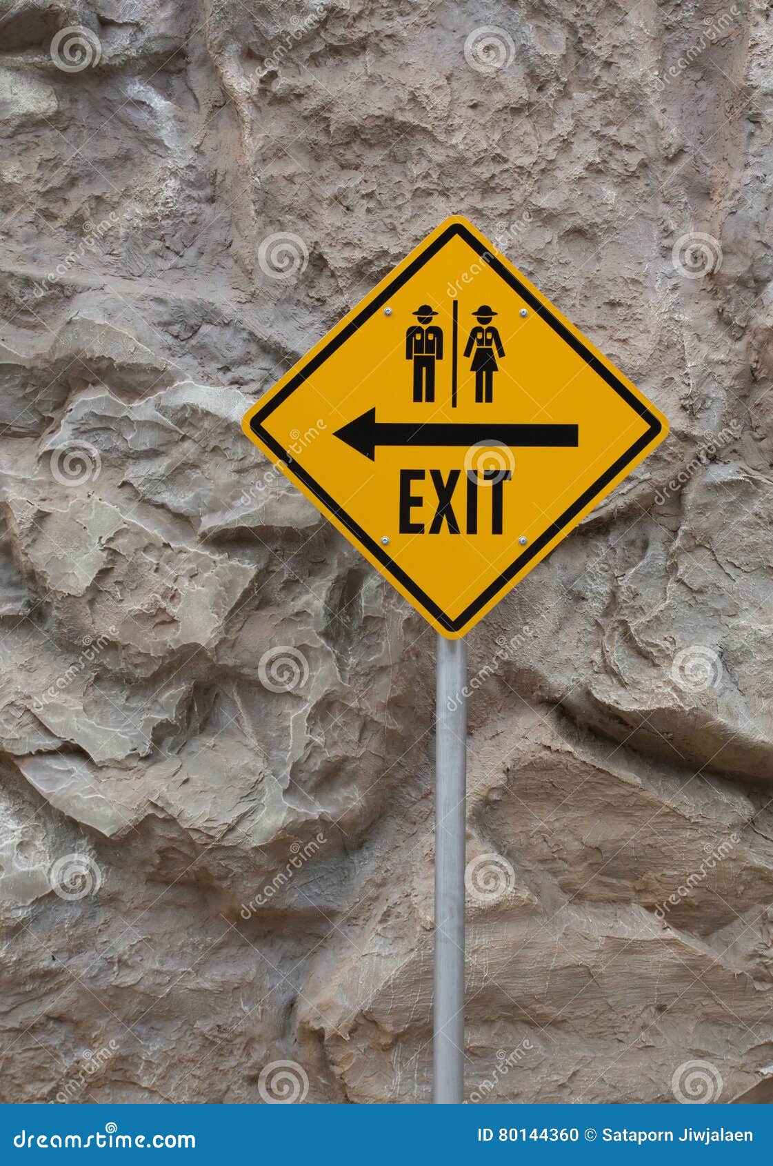 Tourist Sign Exit on Yellow Stock Photo - Image of notice, glow: 80144360