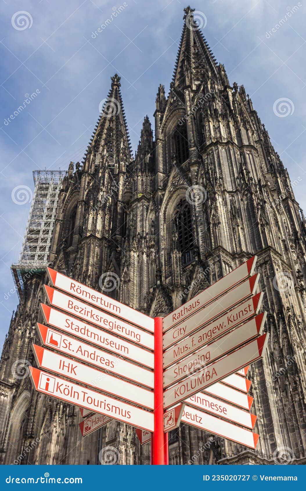 Tourist Sign in Front of the Catherdral of Koln Stock Image - Image of ...