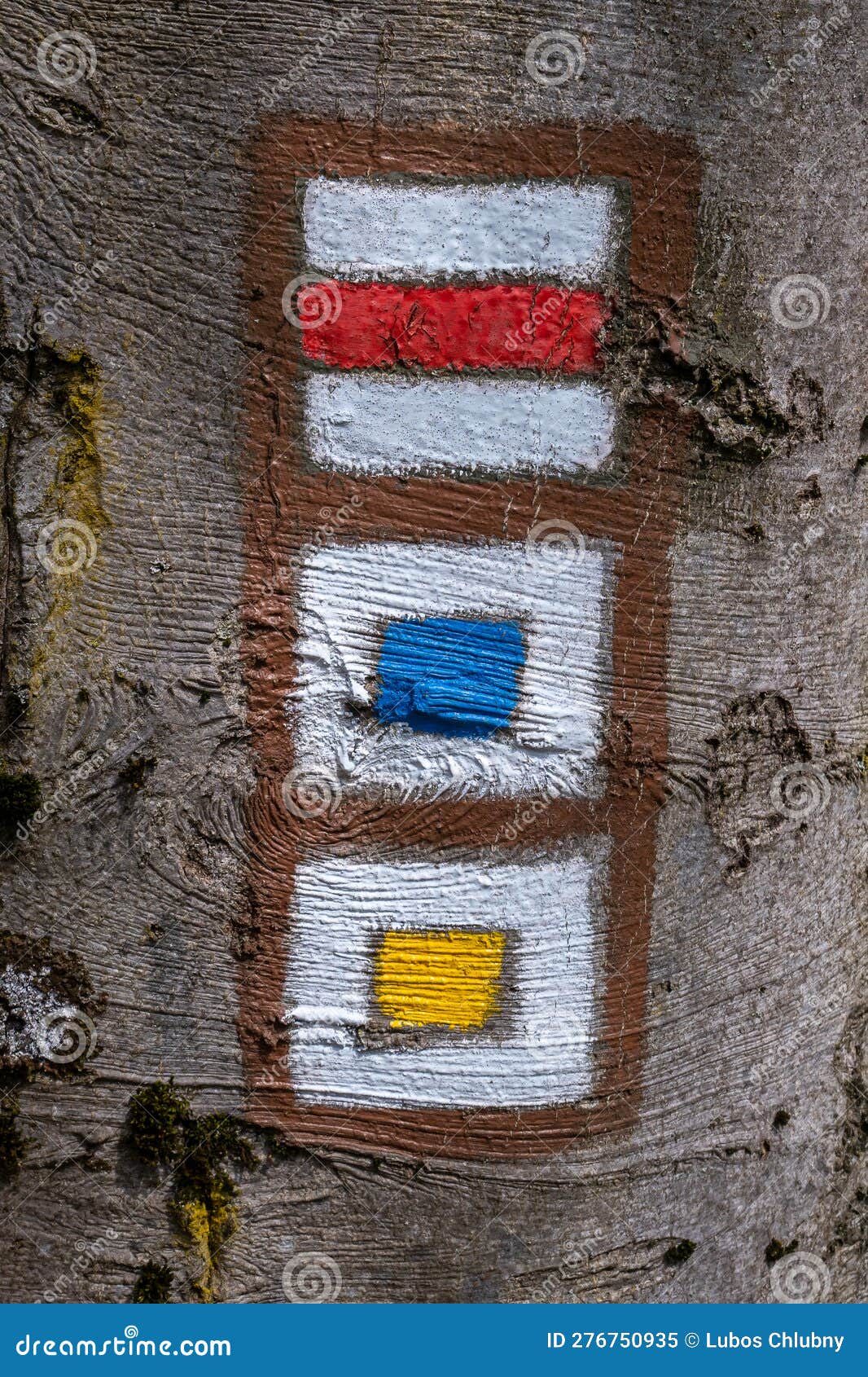 Tourist Sign on Tree Bark. Marking of Tourist Routes Stock Image ...