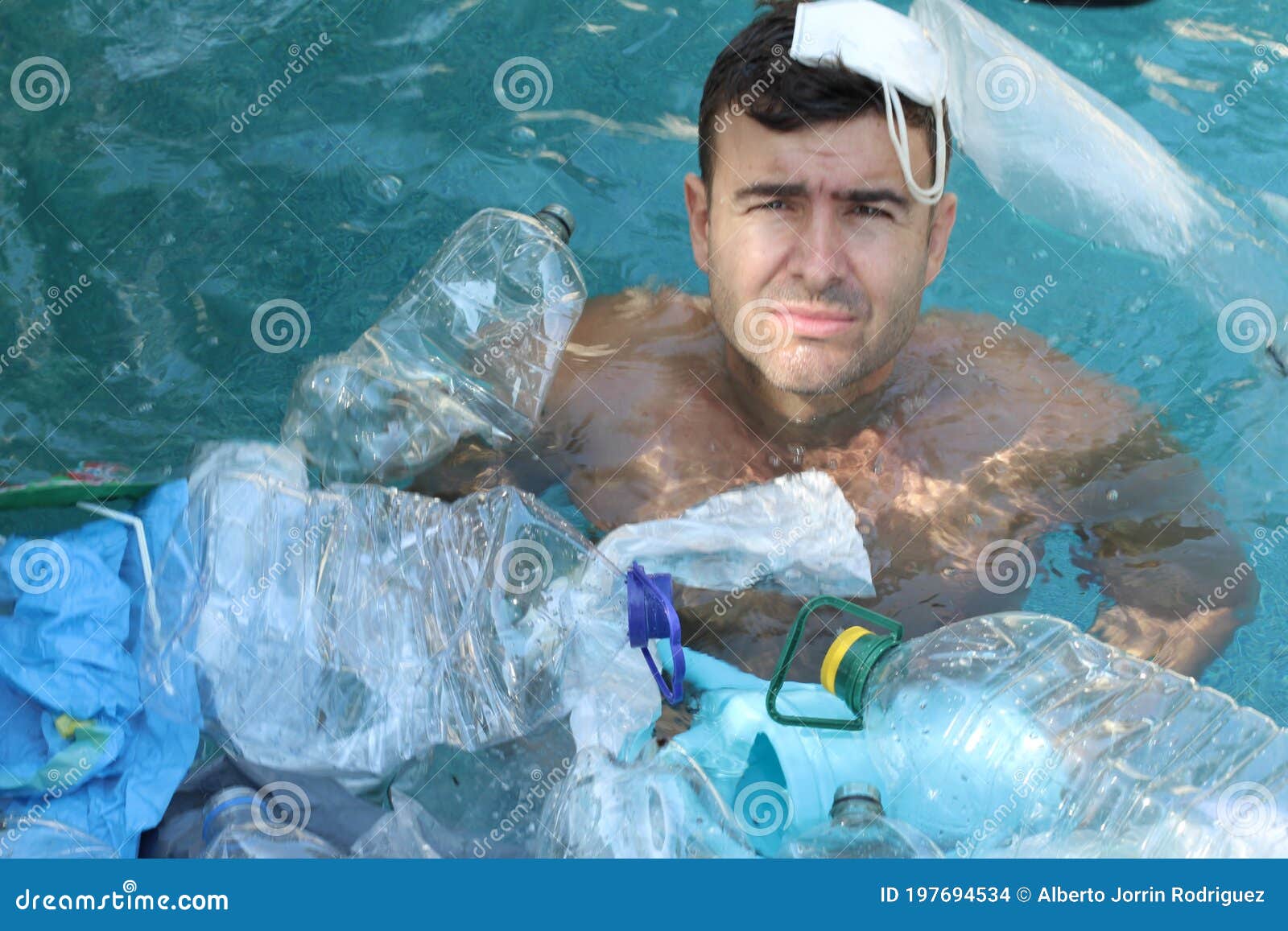 Tourist Swimming in Polluted Waters Stock Photo - Image of damage ...
