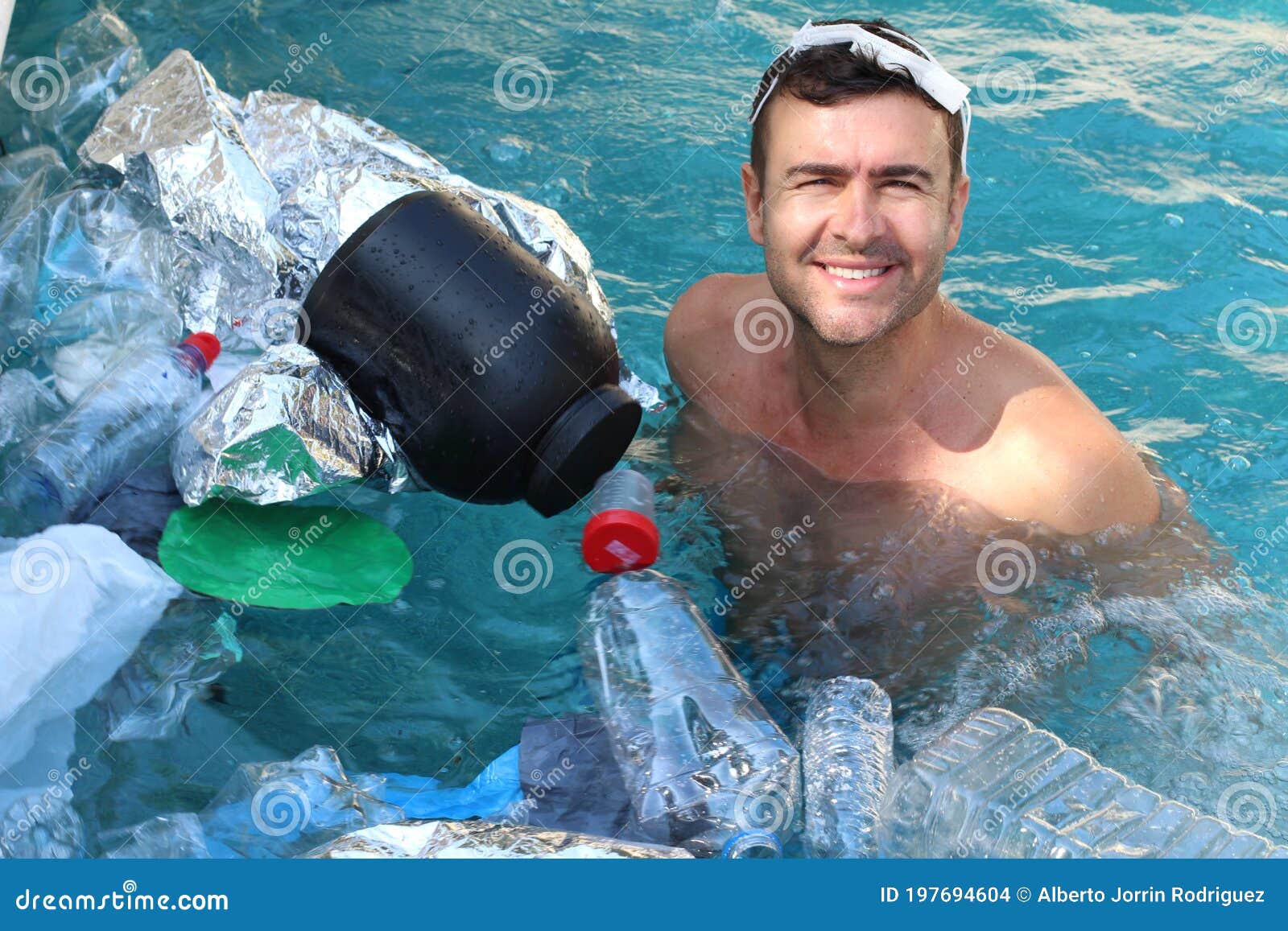 Tourist Swimming In Polluted Waters Royalty-Free Stock Image ...