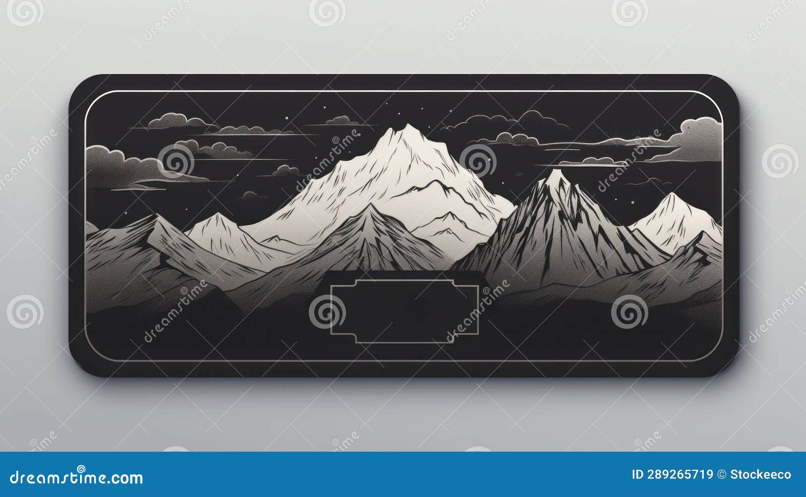 Tourist Themed Rectangular Label with Mountain Silhouette on World Map ...