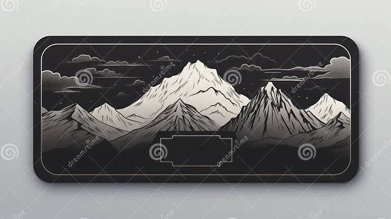 Tourist Themed Rectangular Label with Mountain Silhouette on World Map ...