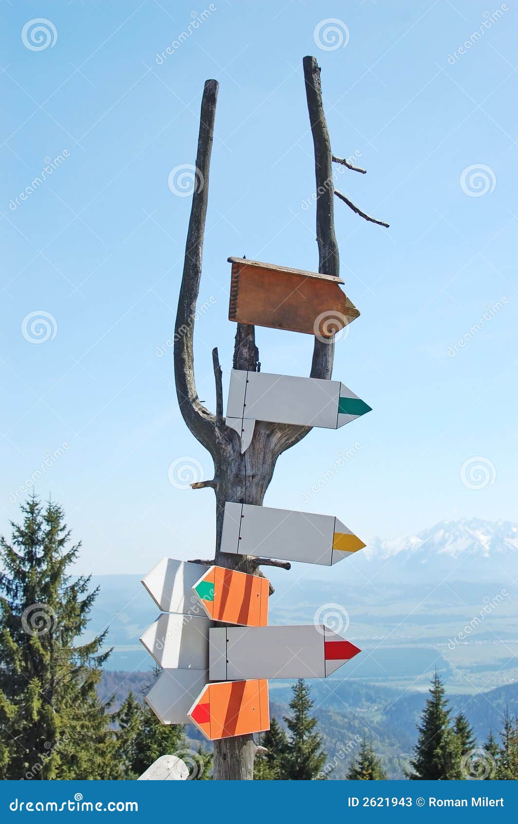 On a tourist track stock image. Image of roadsign, forest - 2621943