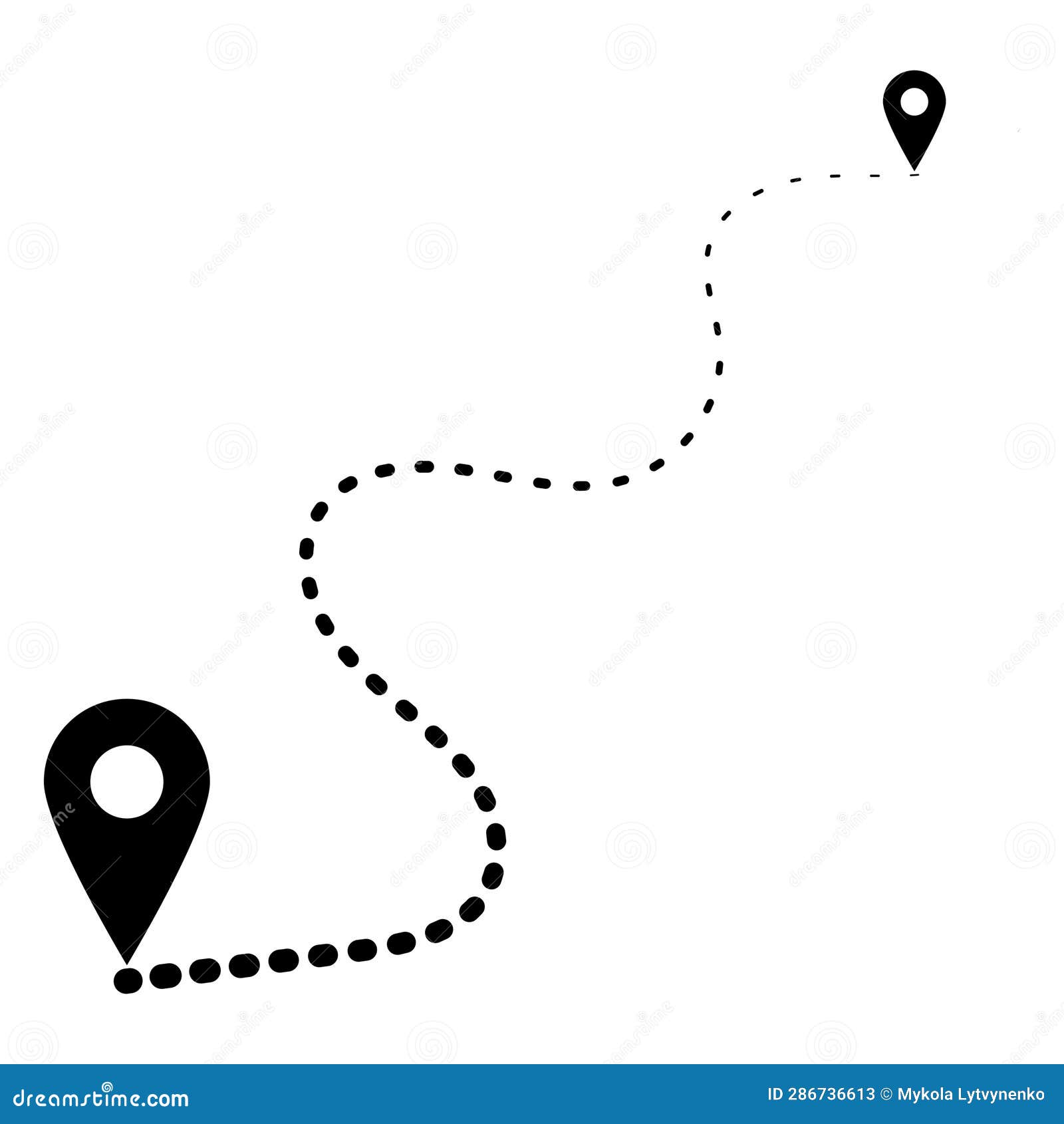 Tourist Travel Route Icon, Route Map Path Journey By Car Cartoon Vector ...