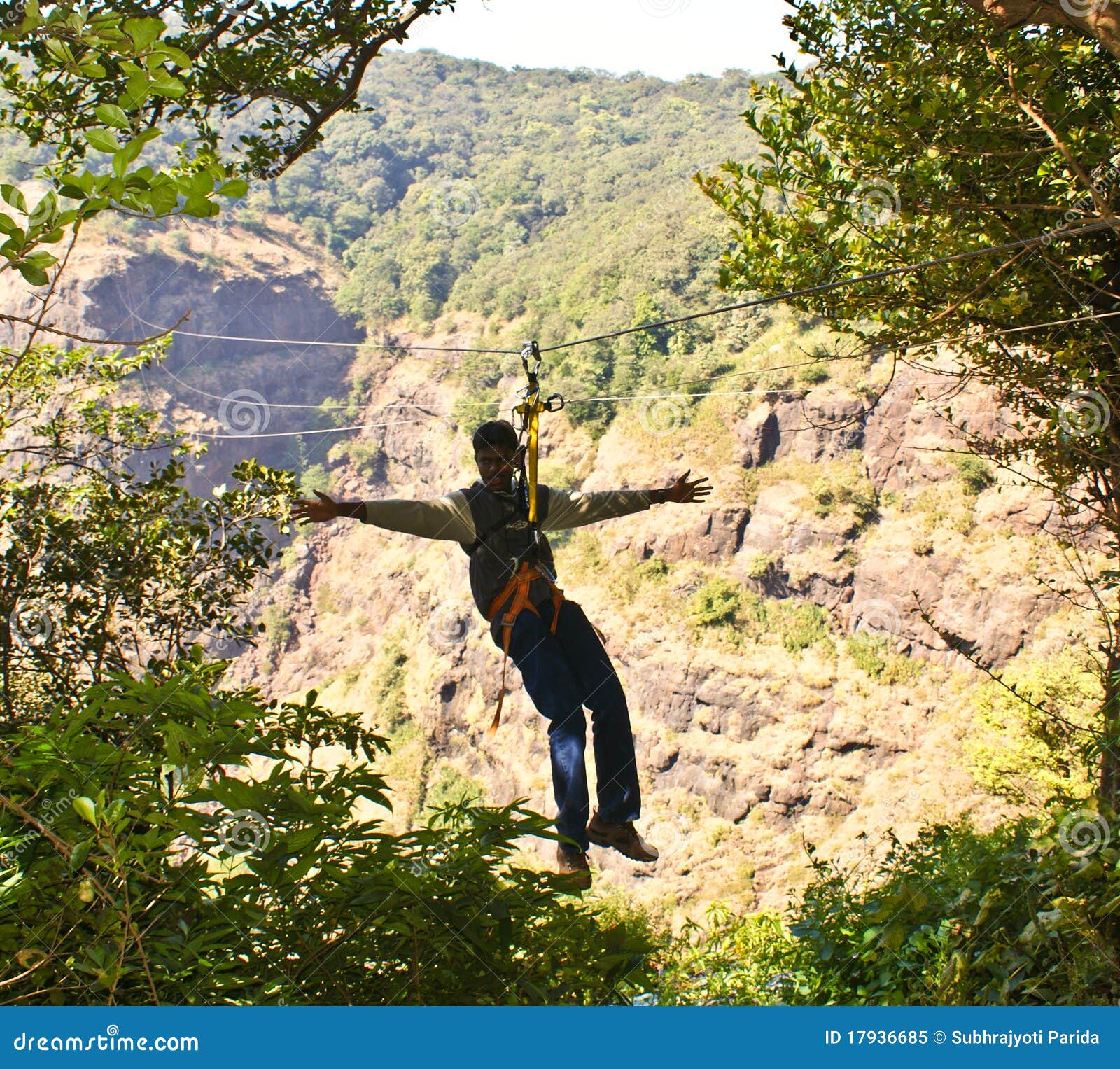 Tourist Trying Valley Crossing on Ropeway Editorial Image - Image of ...