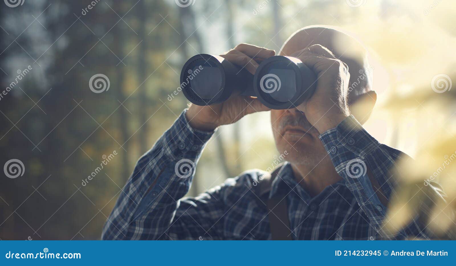 Tourist Using Binoculars and Observing Wildlife Stock Image - Image of ...