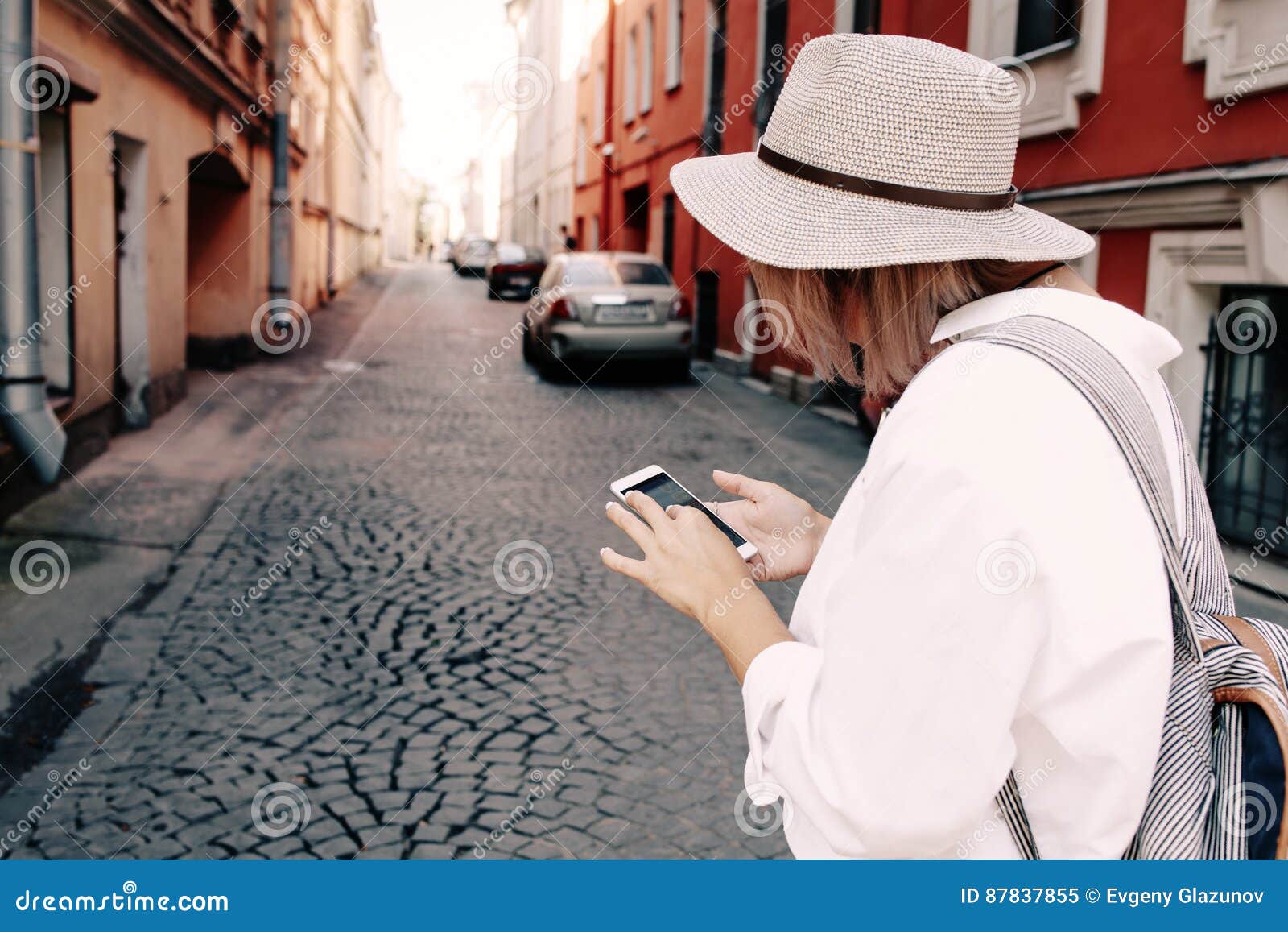 Tourist Using Navigation App on the Mobile Phone. Travel Concept Stock ...