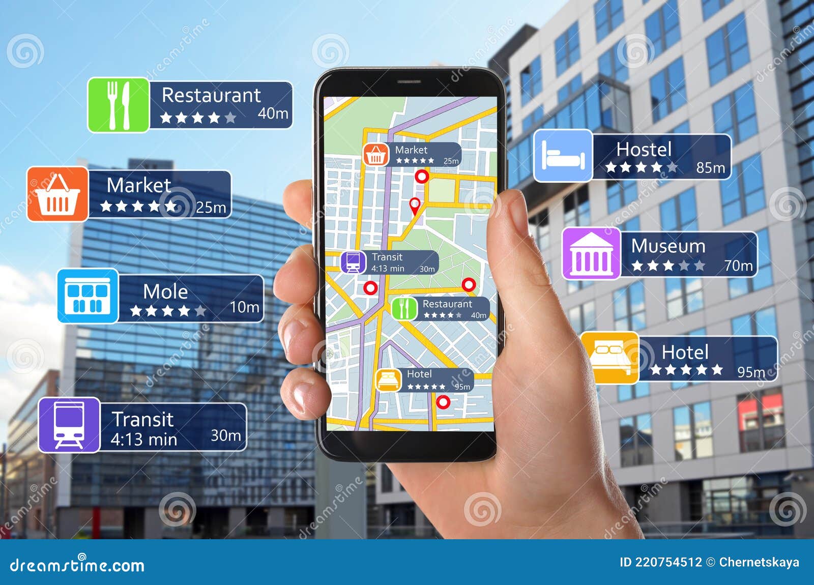 Tourist Using Guide Application on Smartphone for Navigation in City ...