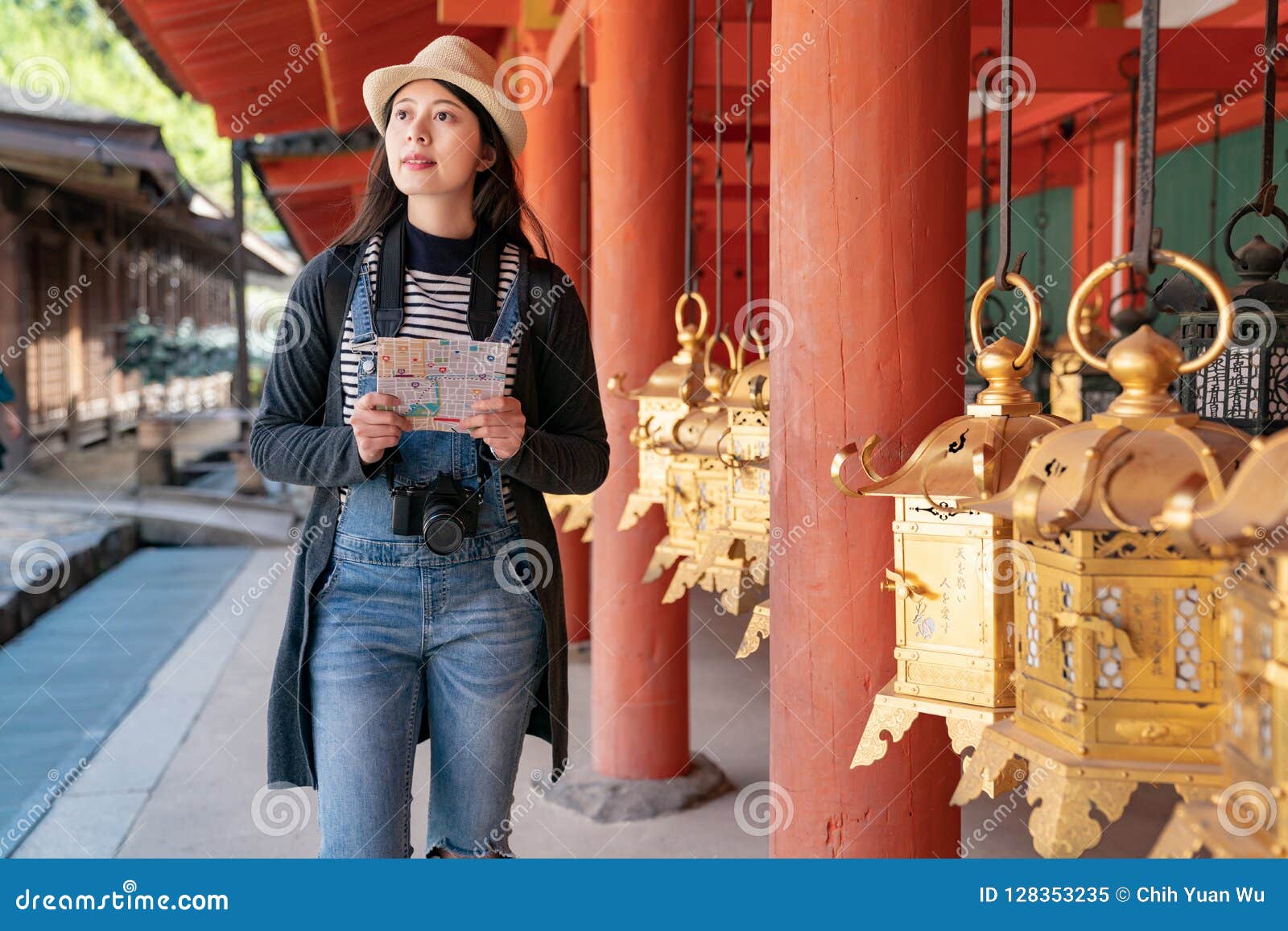 Tourist Visiting the Temple with Her Guidebook Stock Image - Image of ...