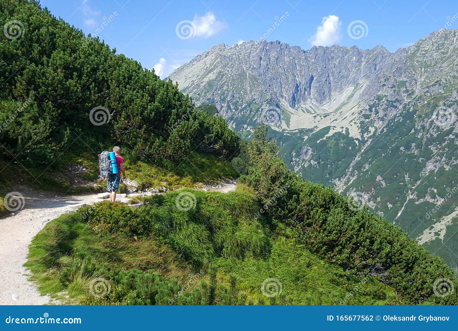 Tourist Walks Along Path in the Mountains Stock Photo - Image of nature ...