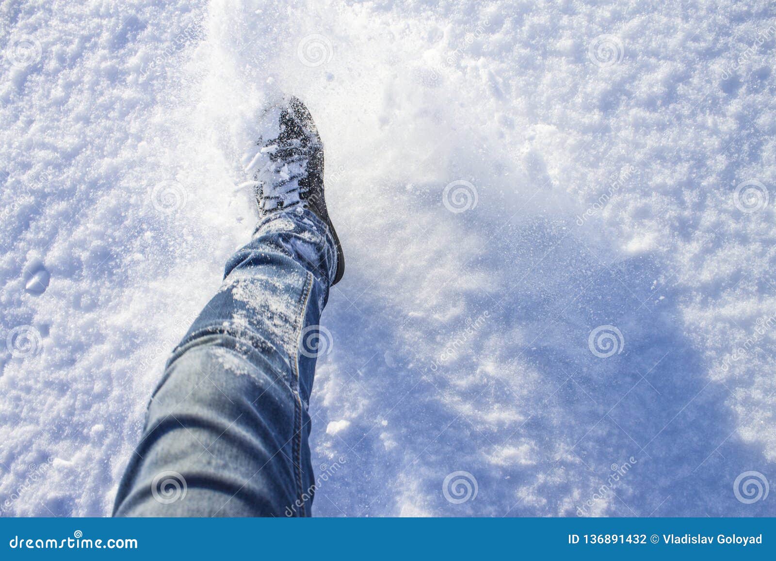 A Tourist Walks through the Snow Stock Photo - Image of season ...