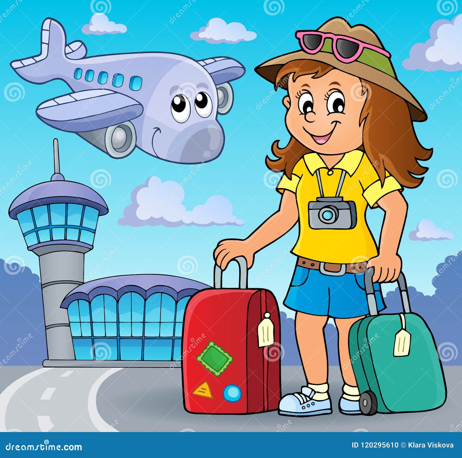 Tourist Woman Theme Image 2 Stock Vector - Illustration of eps10, plane ...