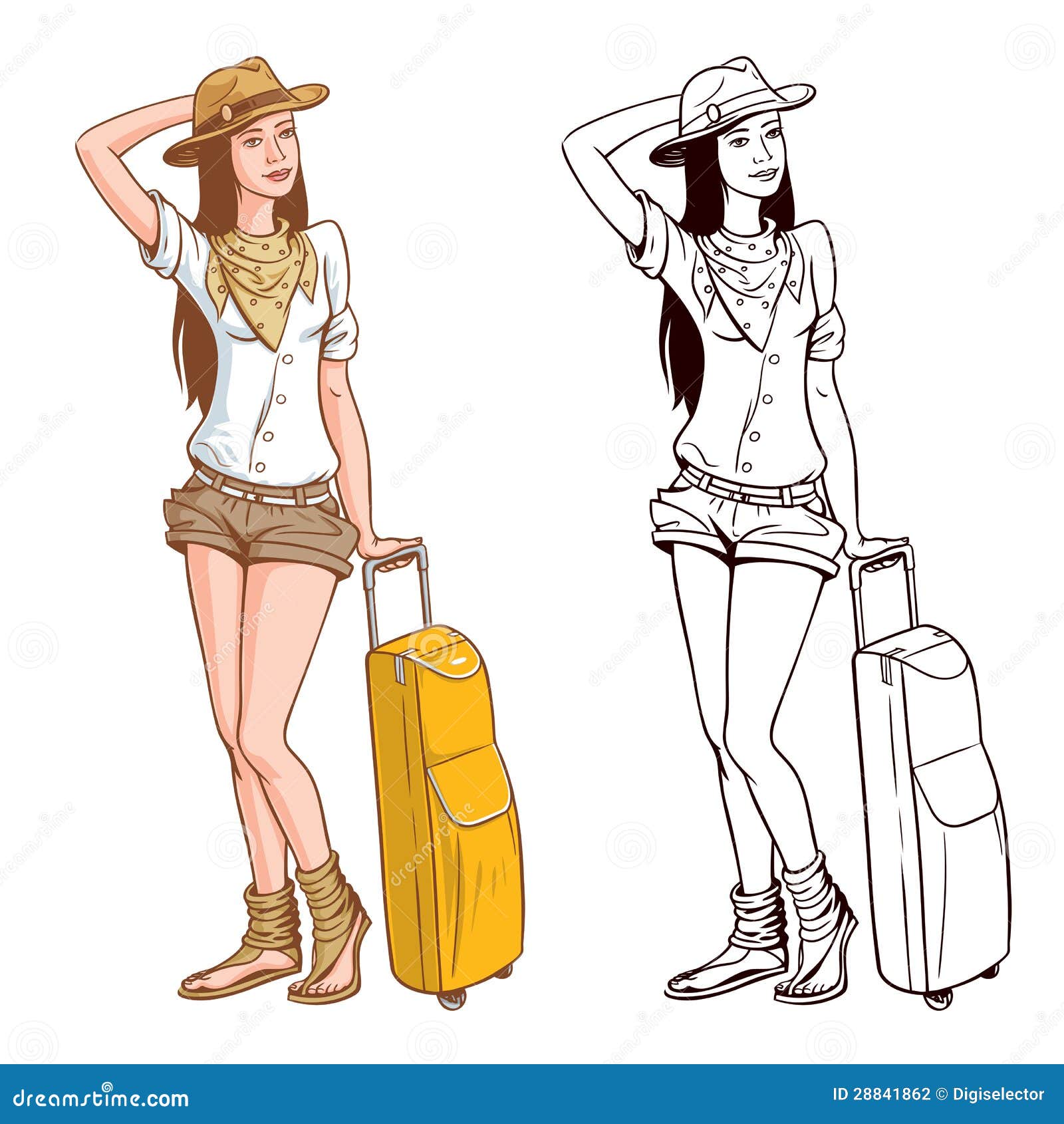 Tourist Woman Sunbathing On Sea Shore Umbrella Cartoon Vector ...