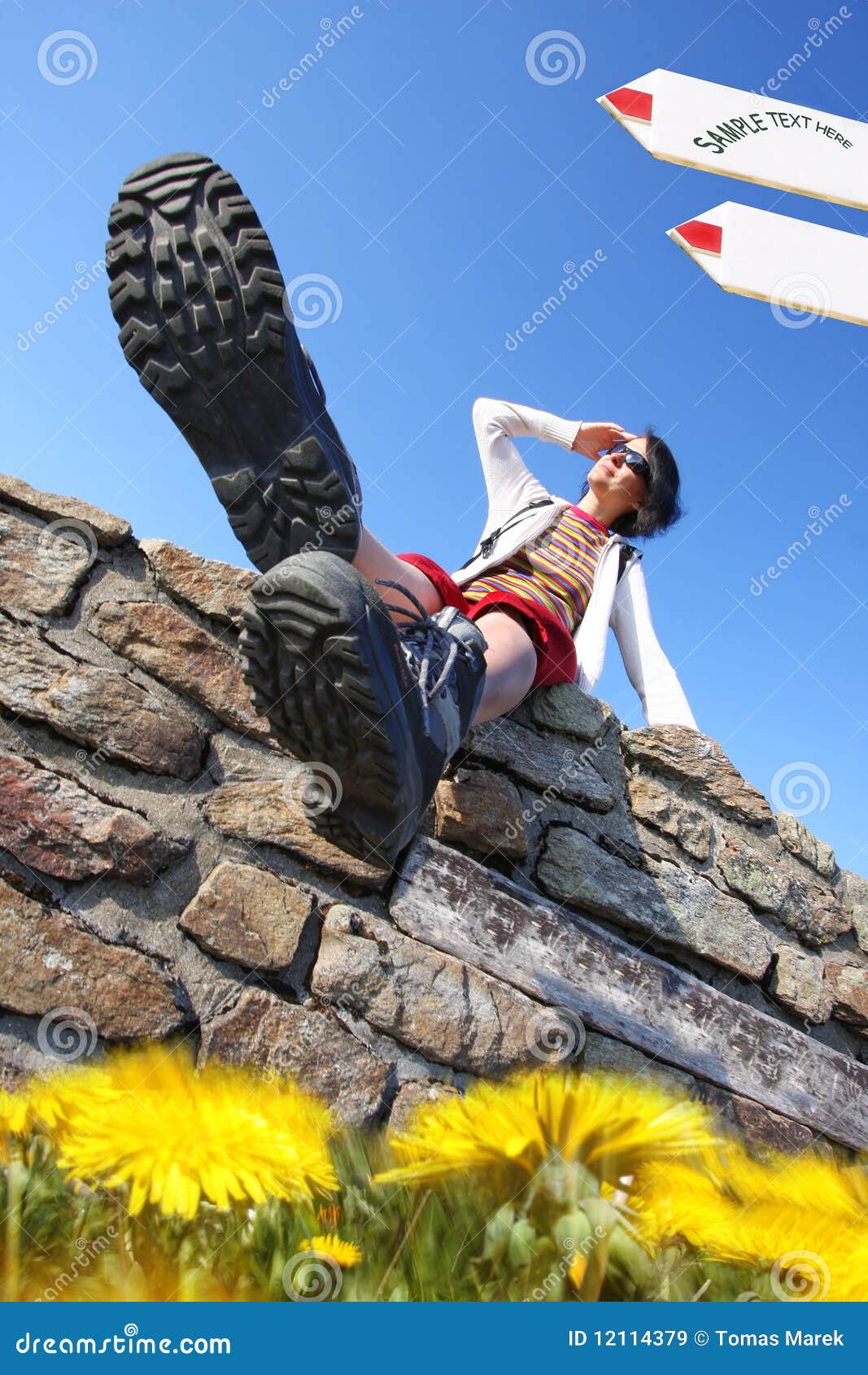 Tourist Women with Signpost Stock Image - Image of hiking, expedition ...
