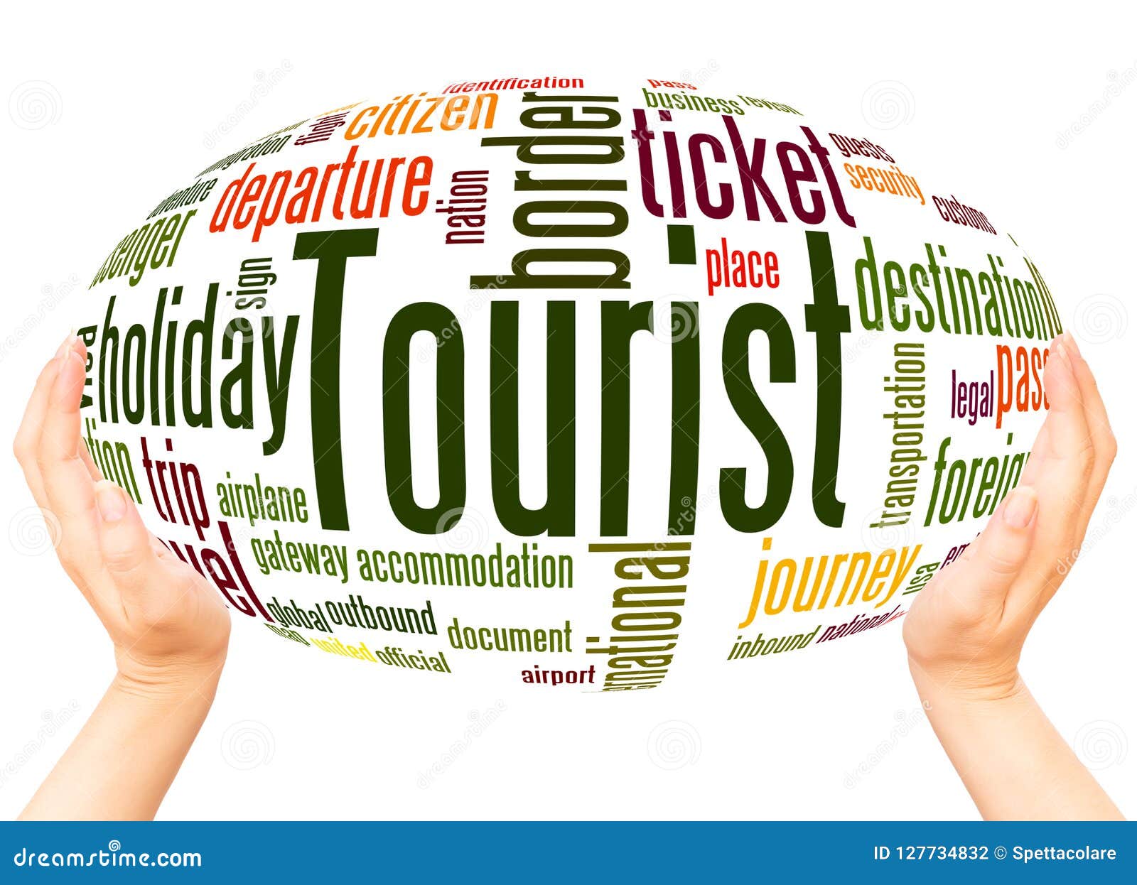 Tourist Word Cloud Hand Sphere Concept Stock Photo - Image of ...