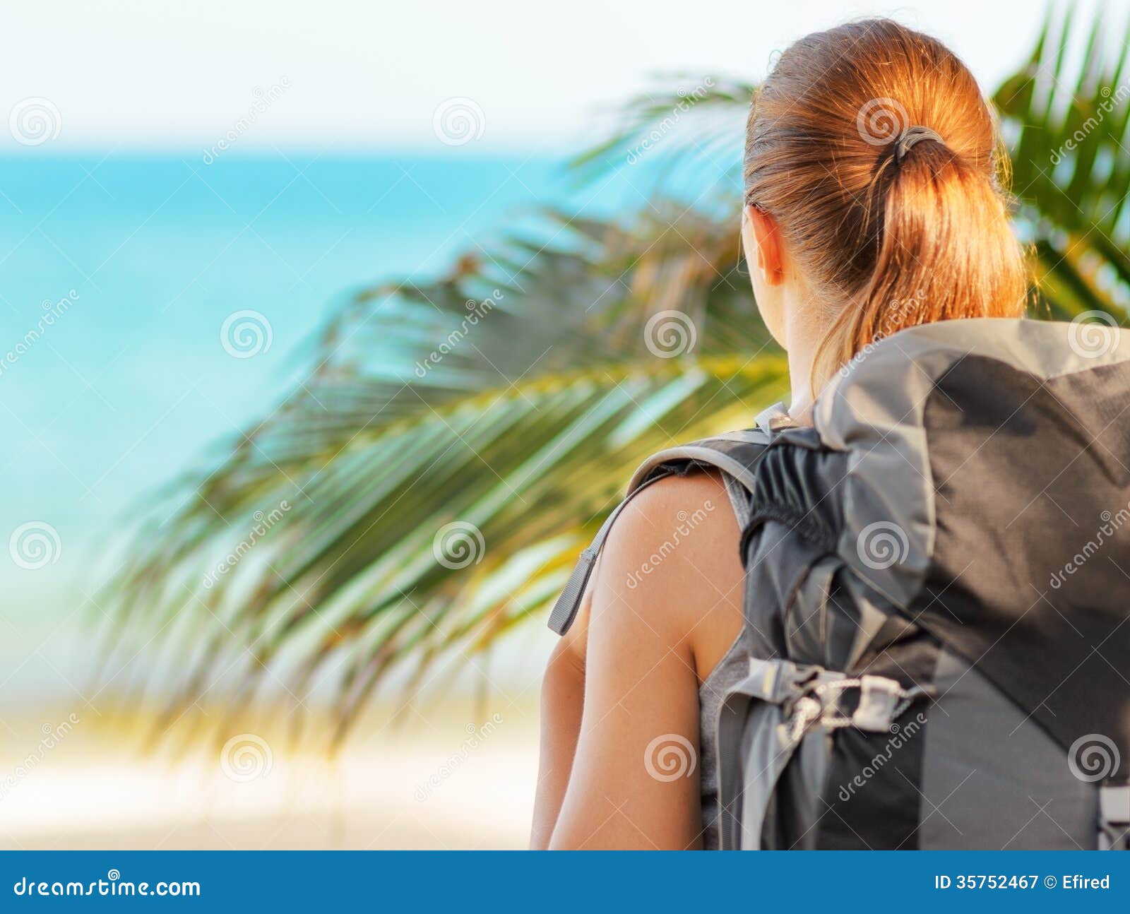 Young Female Backpacker on a Beach Stock Image - Image of leisure ...
