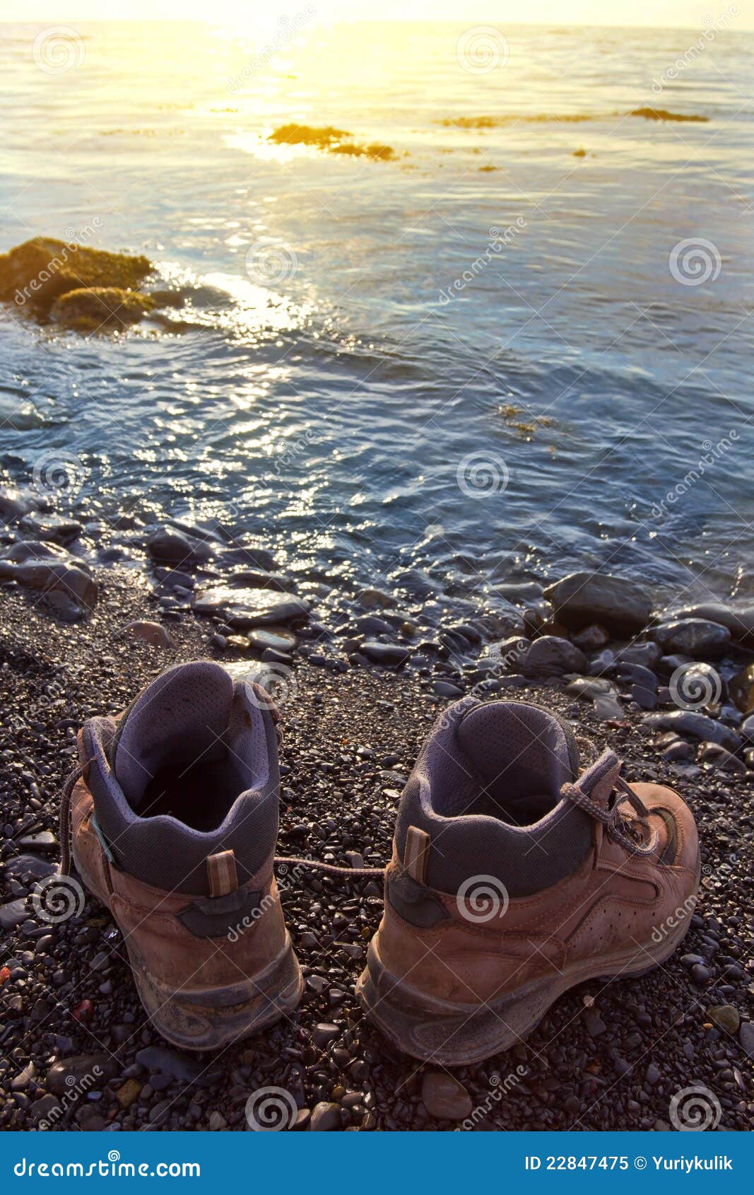 Touristic Boots on a Sea Coast Stock Image - Image of recreation ...
