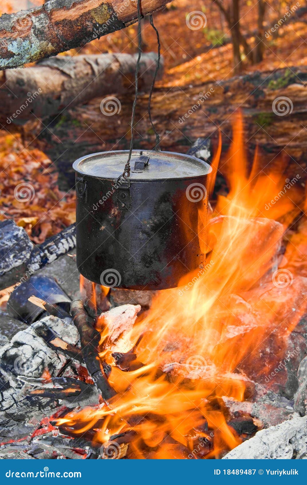 Touristic Cauldron in a Fire Stock Image - Image of fuel, outdoor: 18489487
