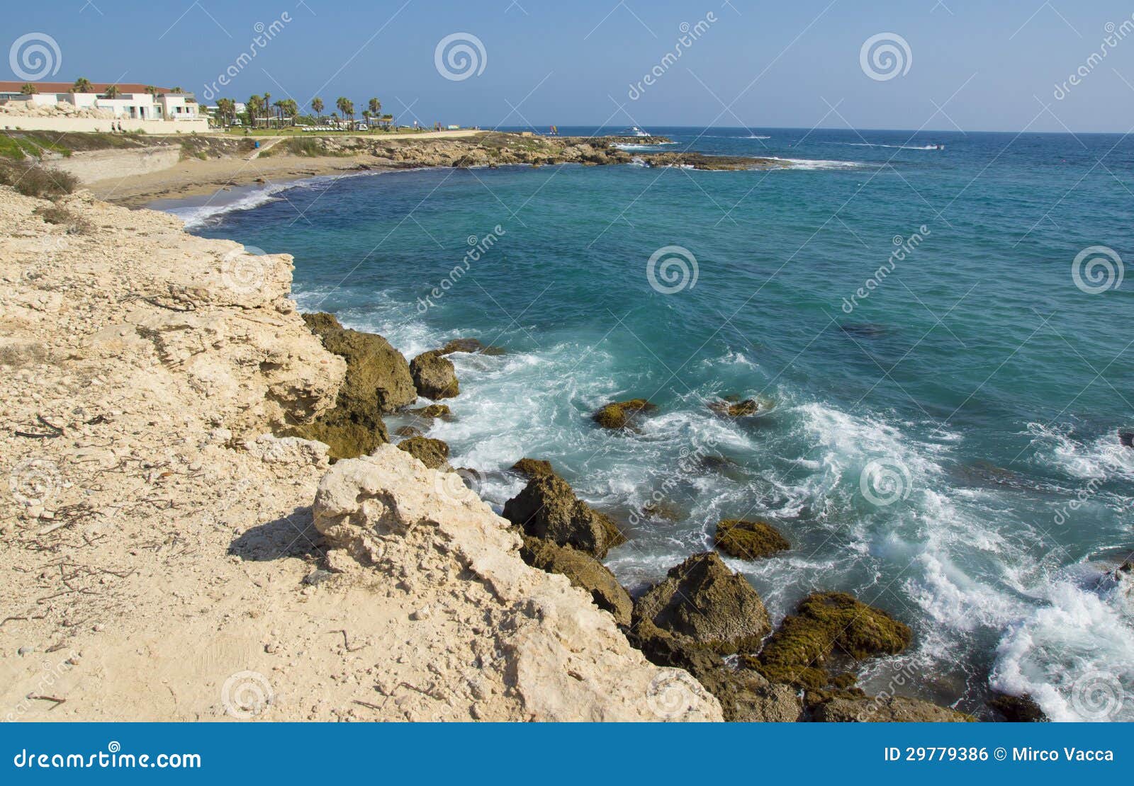 Coast of Paphos stock photo. Image of rocks, building - 29779386