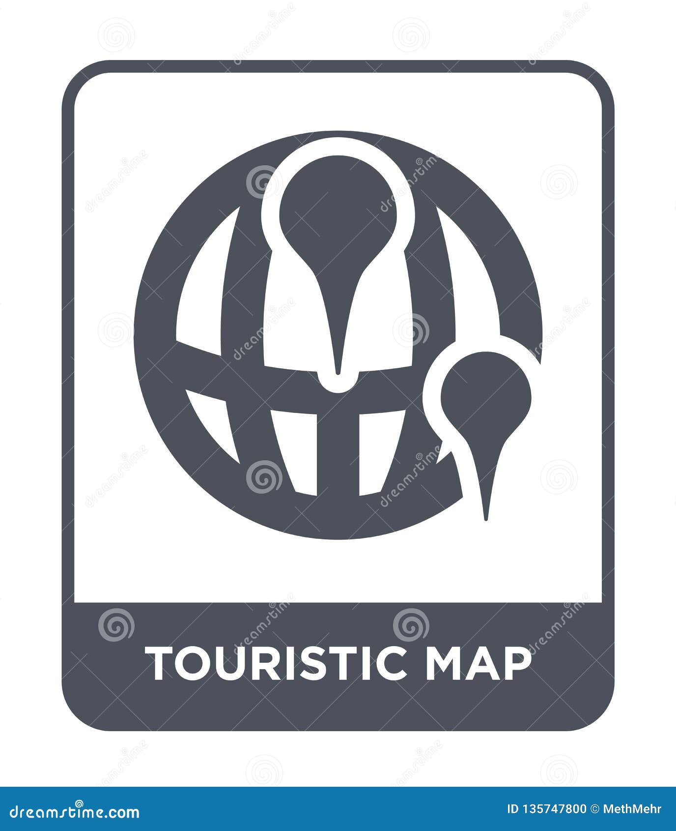 Touristic Map Icon in Trendy Design Style. Touristic Map Icon Isolated ...